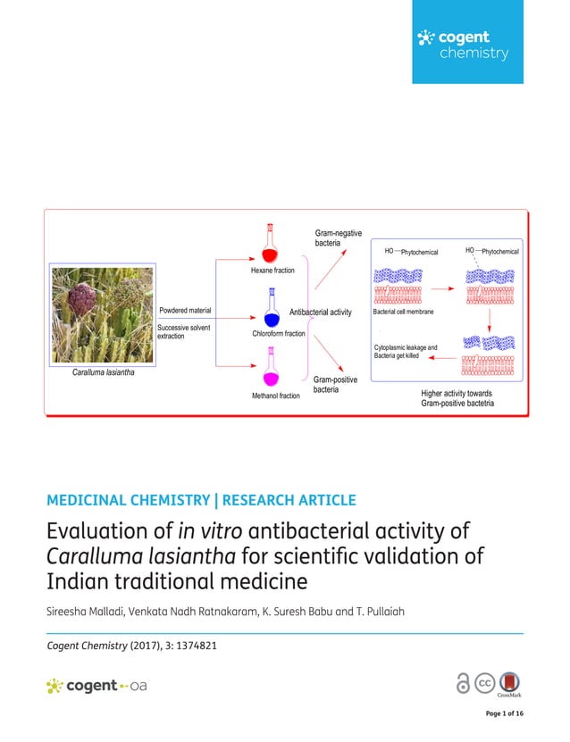 Evaluation of in vitro antibacterial activity of Caralluma lasiantha ...