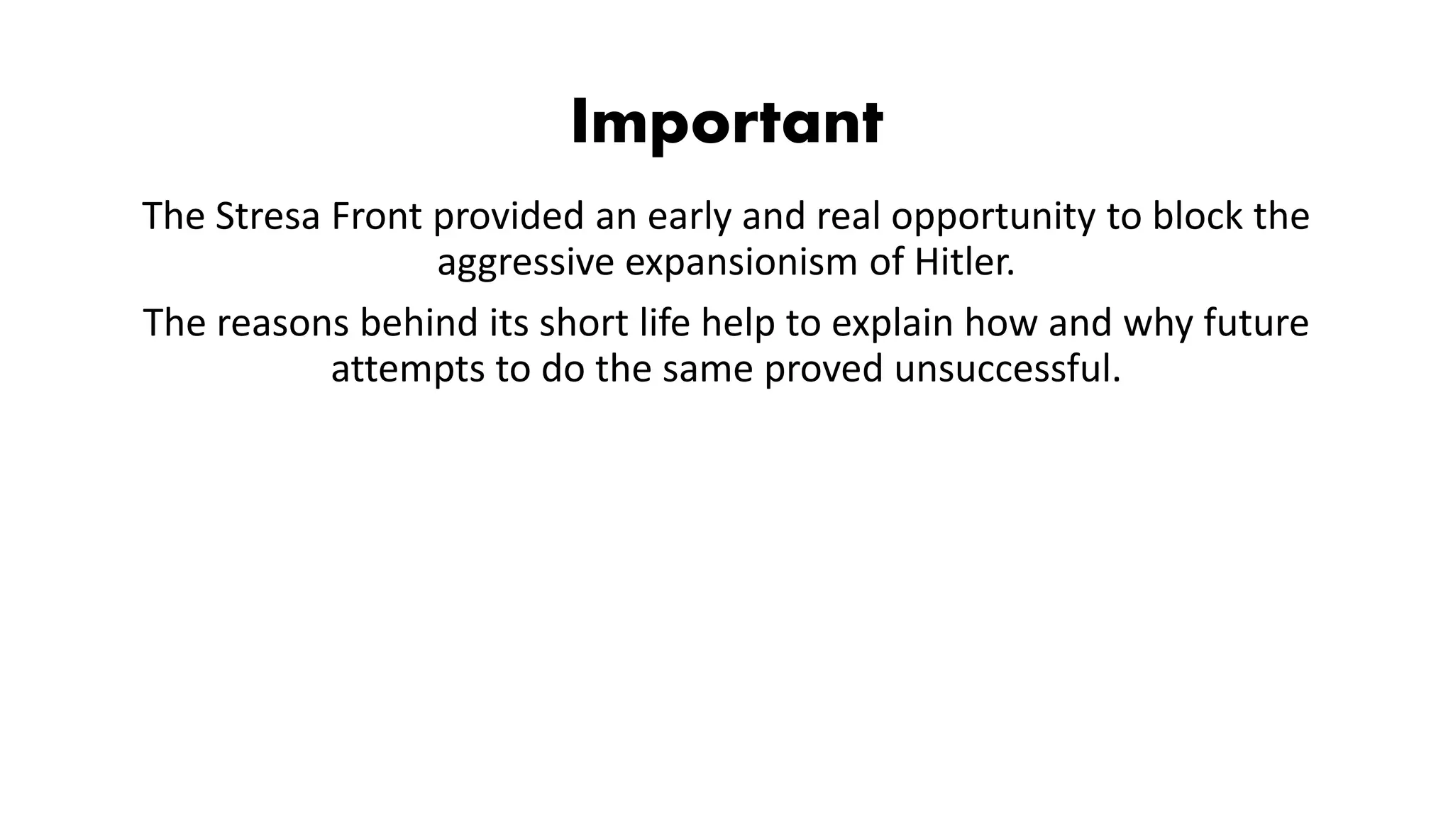 REVISION IGCSE CAMBRIDGE HISTORY: STRESA FRONT | PPTX