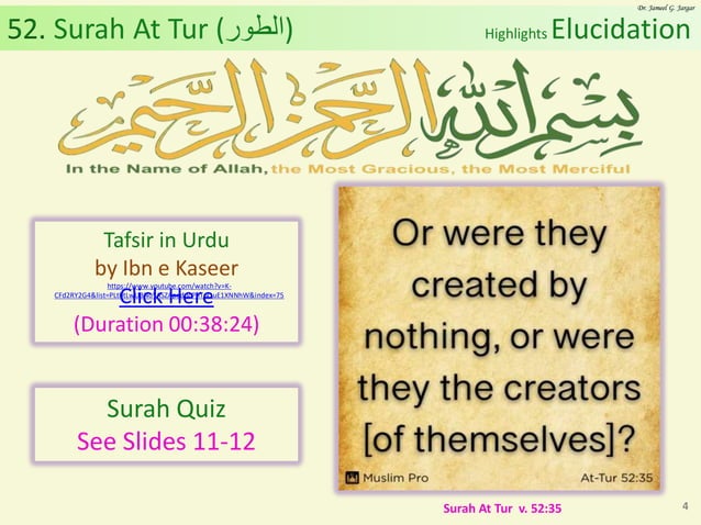 Al Quran (Chapter 52): Surah At Tur [The Mountain] | PPT