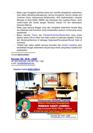 Silabus Pelatihan _"Case Manager for HOSPITAL (Manajer Pelayanan di RS ...