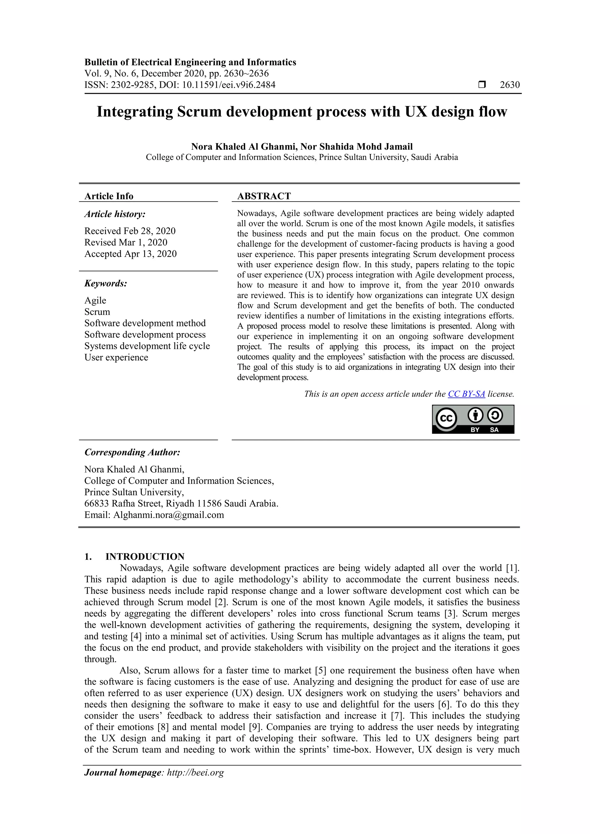 Integrating Scrum development process with UX design flow | PDF