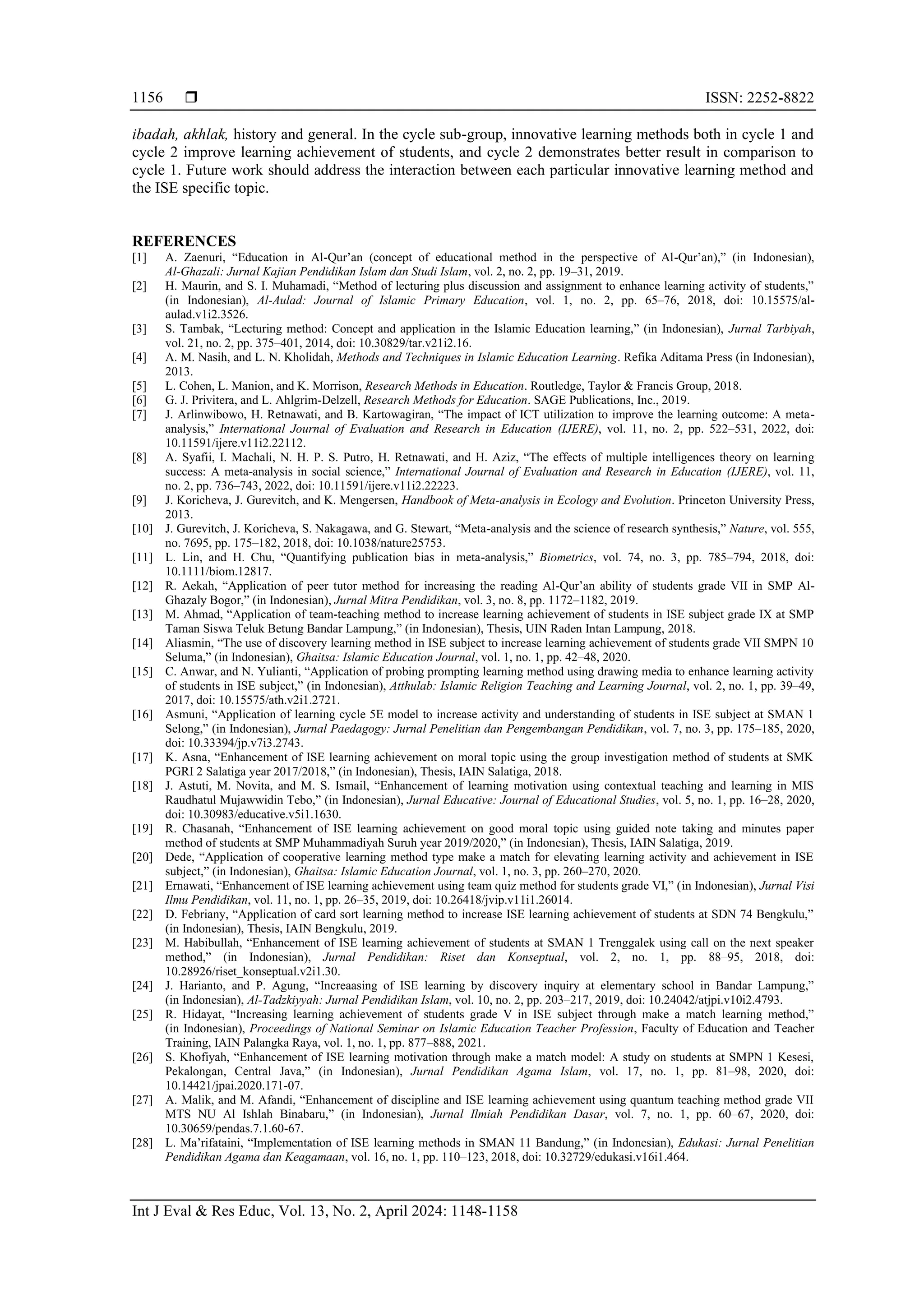 Innovative learning methods of Islamic education subject in Indonesia ...