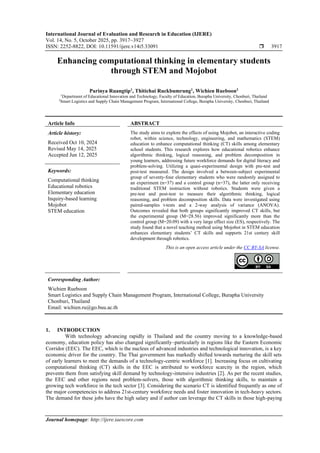 Enhancing computational thinking in elementary students through STEM ...