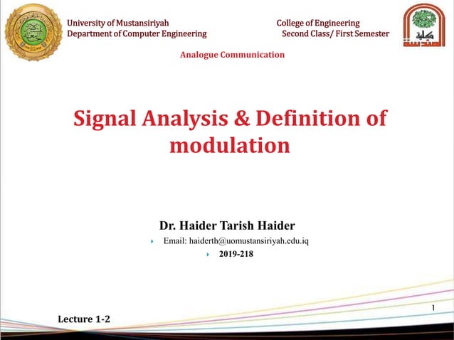 Signal Analysis Am Modulation Downlod Ppt Ppt