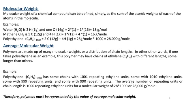 Polymer molecular weight and it's measurement method.pptx | Chemistry ...