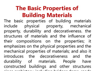 Introduction to Building Materials | PPT