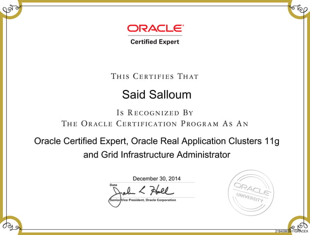 Oracle Certified Expert Oracle Real Application Clusters 11g And Grid Infrastructure
