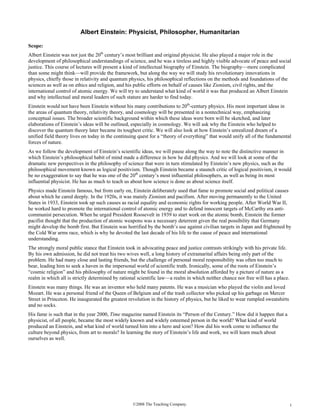 Albert Einstein Physicist Philosopher Humanitarian Audio Lecture Don Howard | PDF