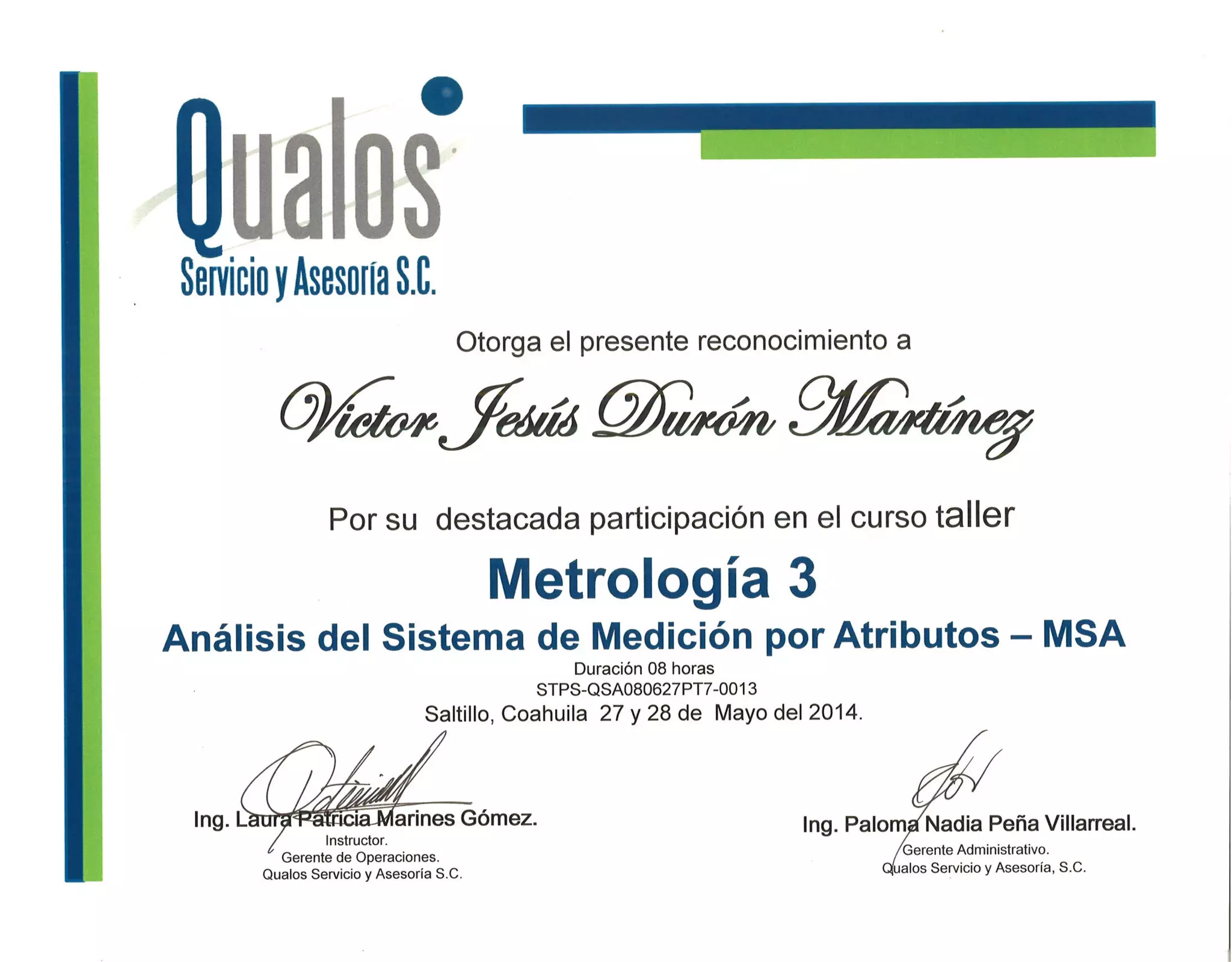 Certificado Metrologia 3 MSA - Atributos | PDF