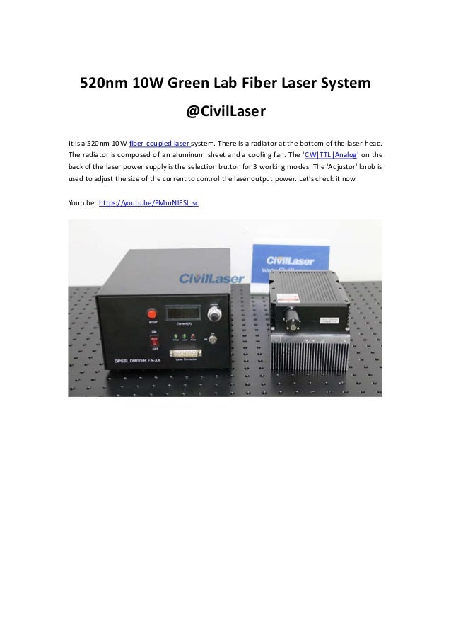 520nm 10W High Power Semiconductor Laser Coupled SMA905 Fiber | DOC