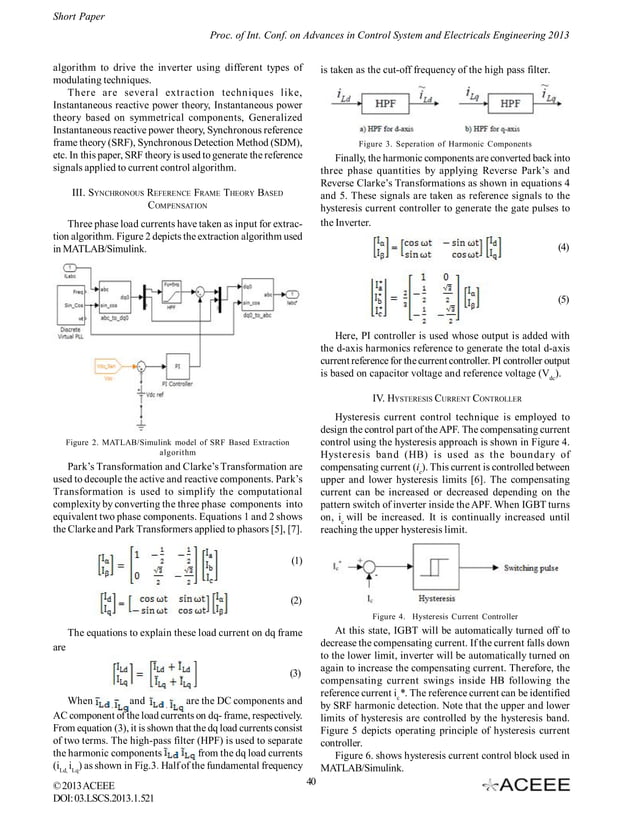 Simulation and Design of SRF based Control Algorithm for Three Phase Shunt Active Power Filter | PDF
