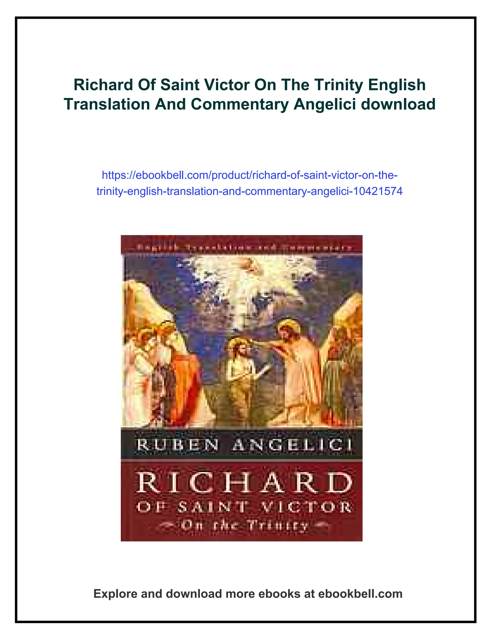 Richard Of Saint Victor On The Trinity English Translation And ...
