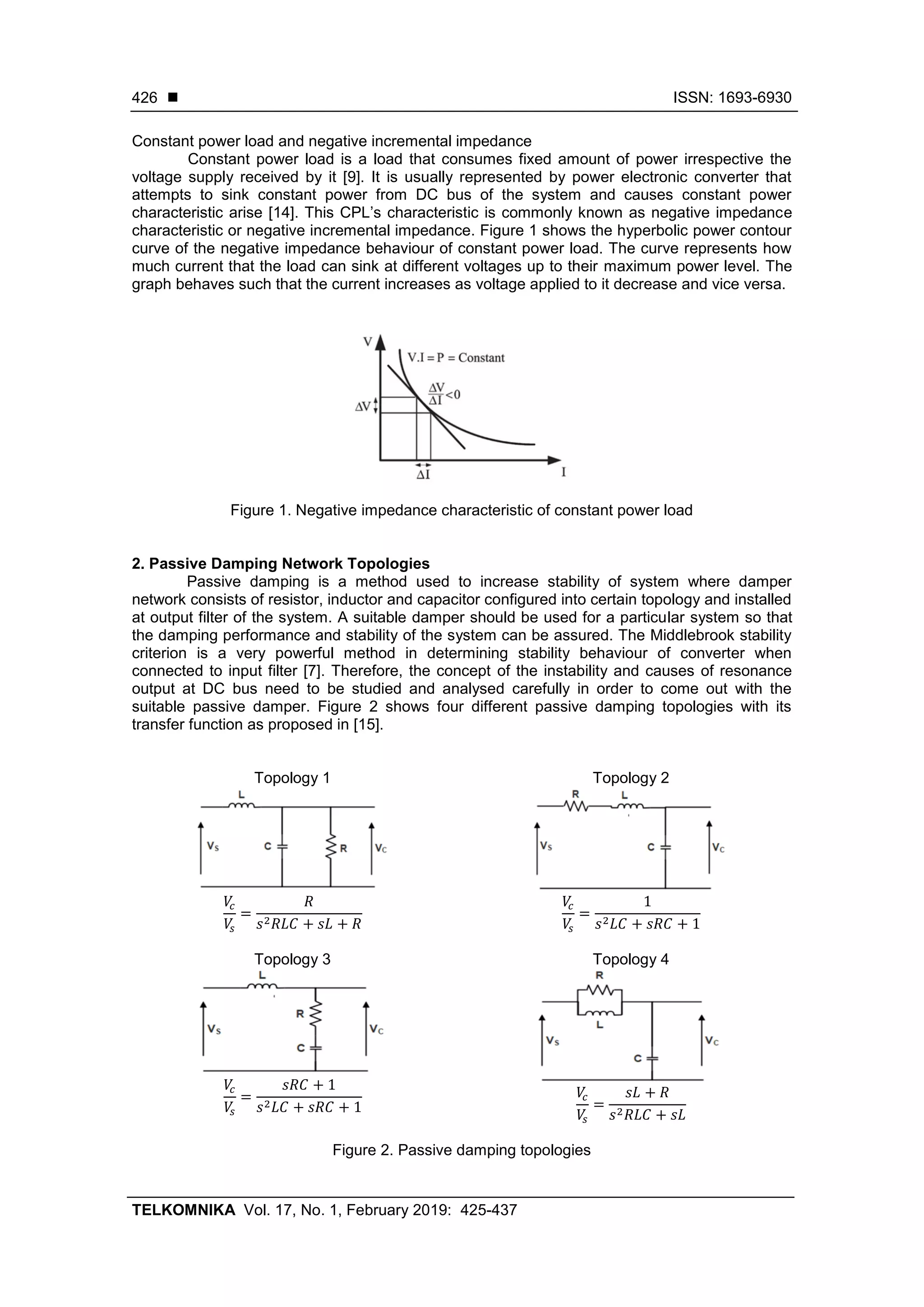 DC bus stabilization using passive damping network in distributed power ...