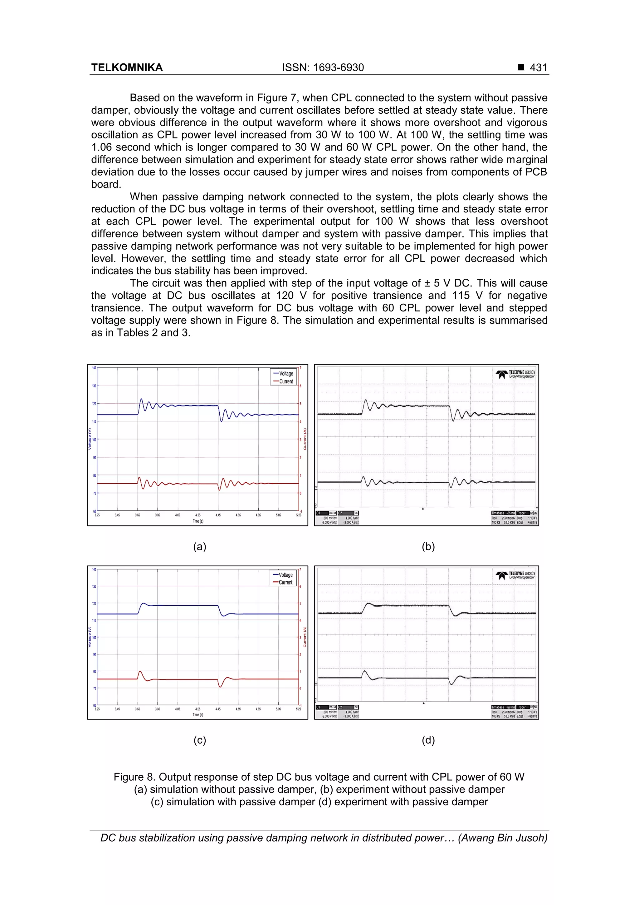 DC bus stabilization using passive damping network in distributed power ...