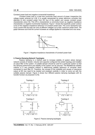 DC bus stabilization using passive damping network in distributed power system with constant ...