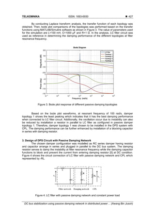 DC bus stabilization using passive damping network in distributed power system with constant ...