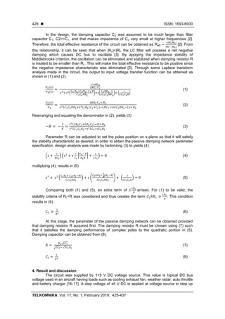 DC bus stabilization using passive damping network in distributed power system with constant ...