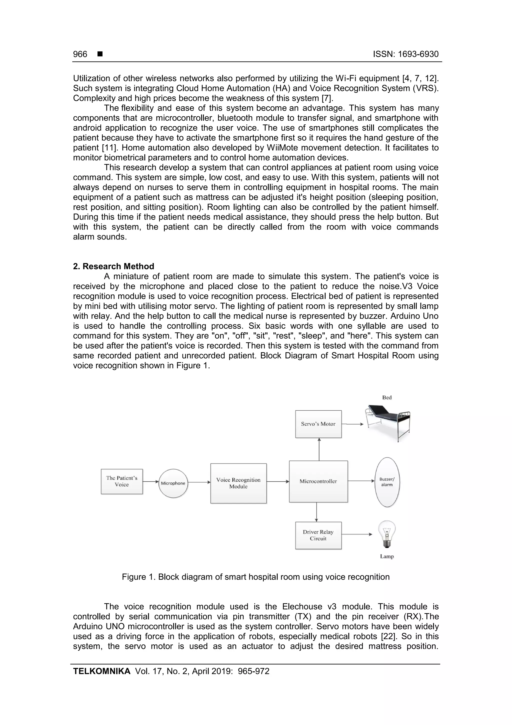 Voice recognition system for controlling electrical appliances in smart hospital room | PDF