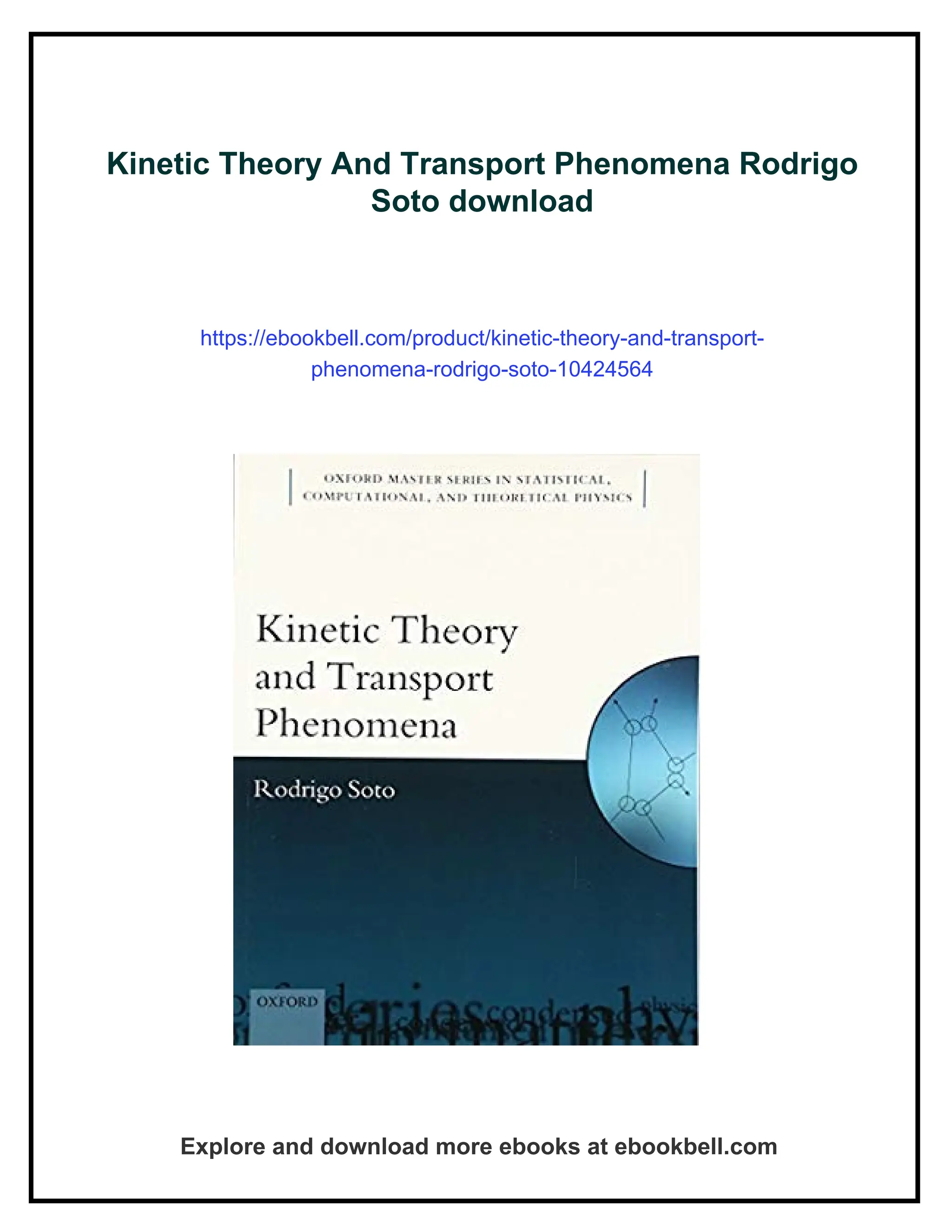 Kinetic Theory And Transport Phenomena Rodrigo Soto | PDF