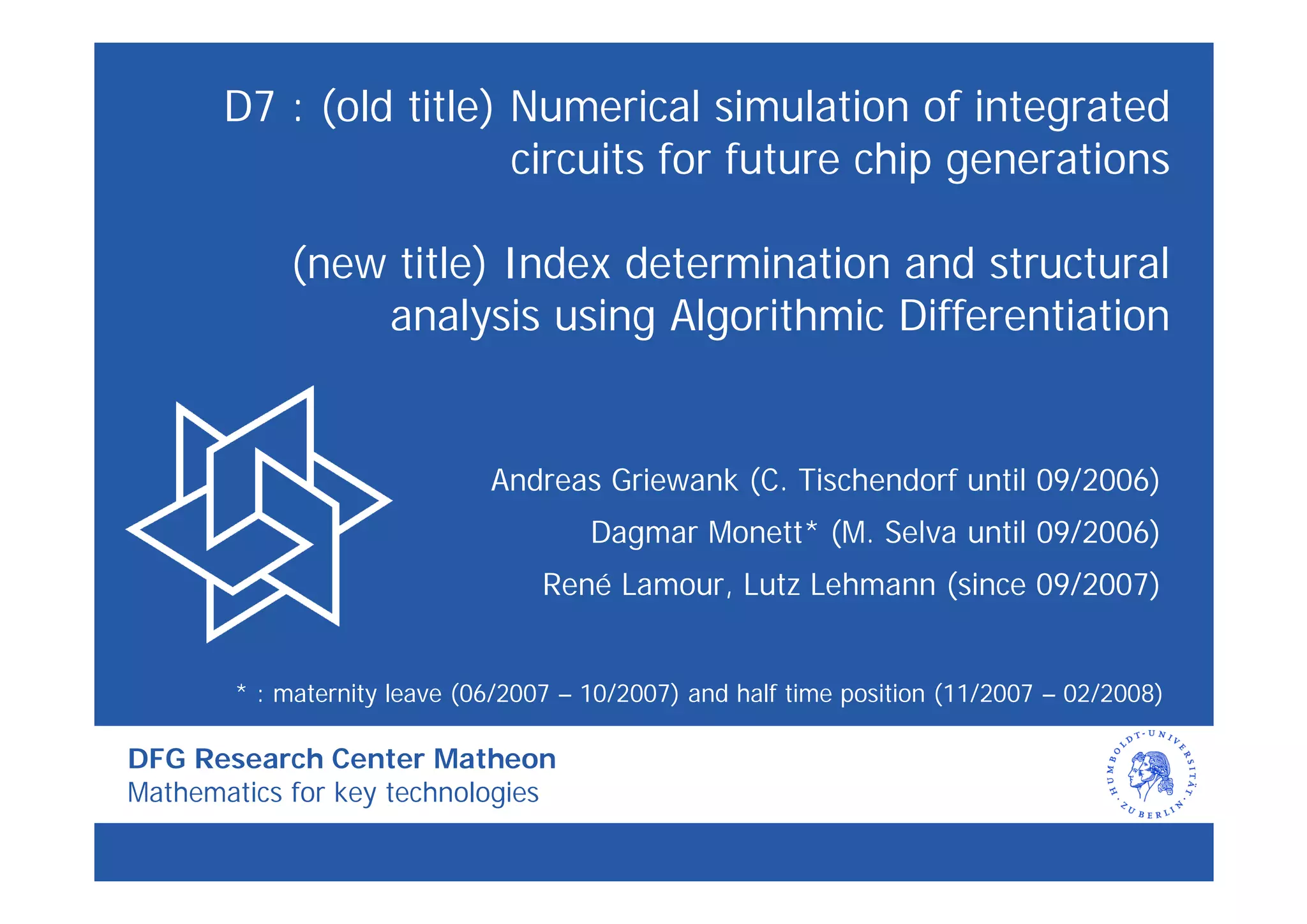 Matheon Center Days Index Determination And Structural Analysis Using Algorithmic