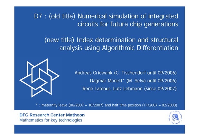 Matheon Center Days Index Determination And Structural Analysis Using