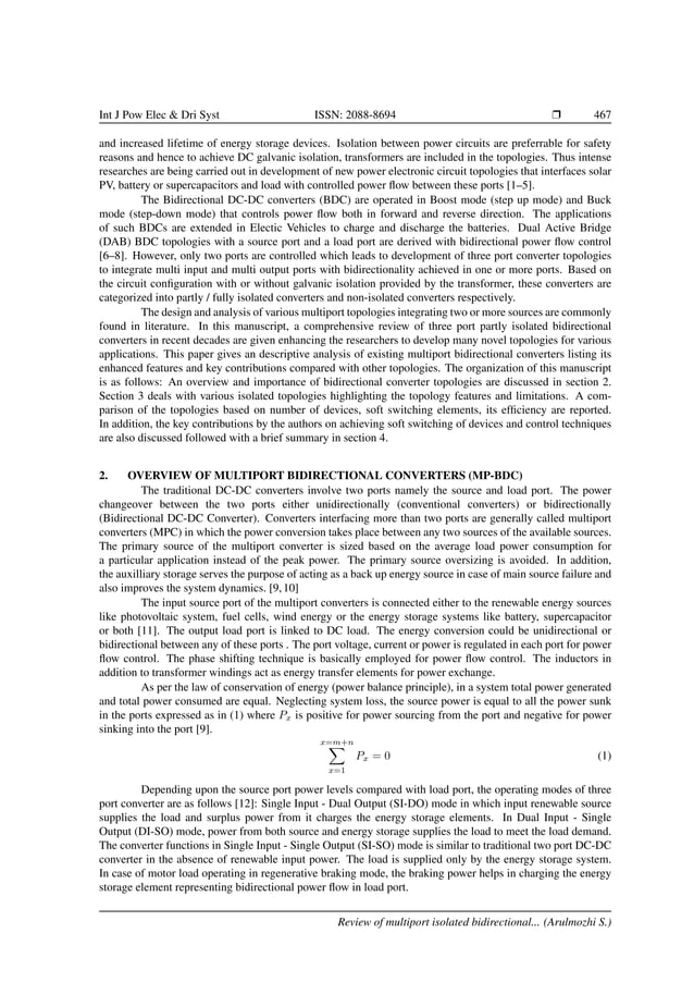 Review of multiport isolated bidirectional converter interfacing renewable and energy storage ...