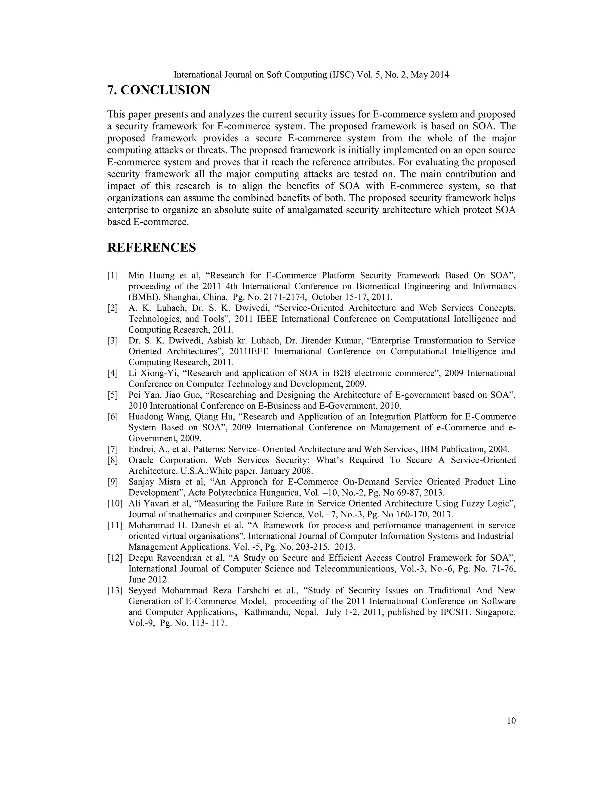 Designing A Logical Security Framework For E Commerce System Based On Soa Pdf