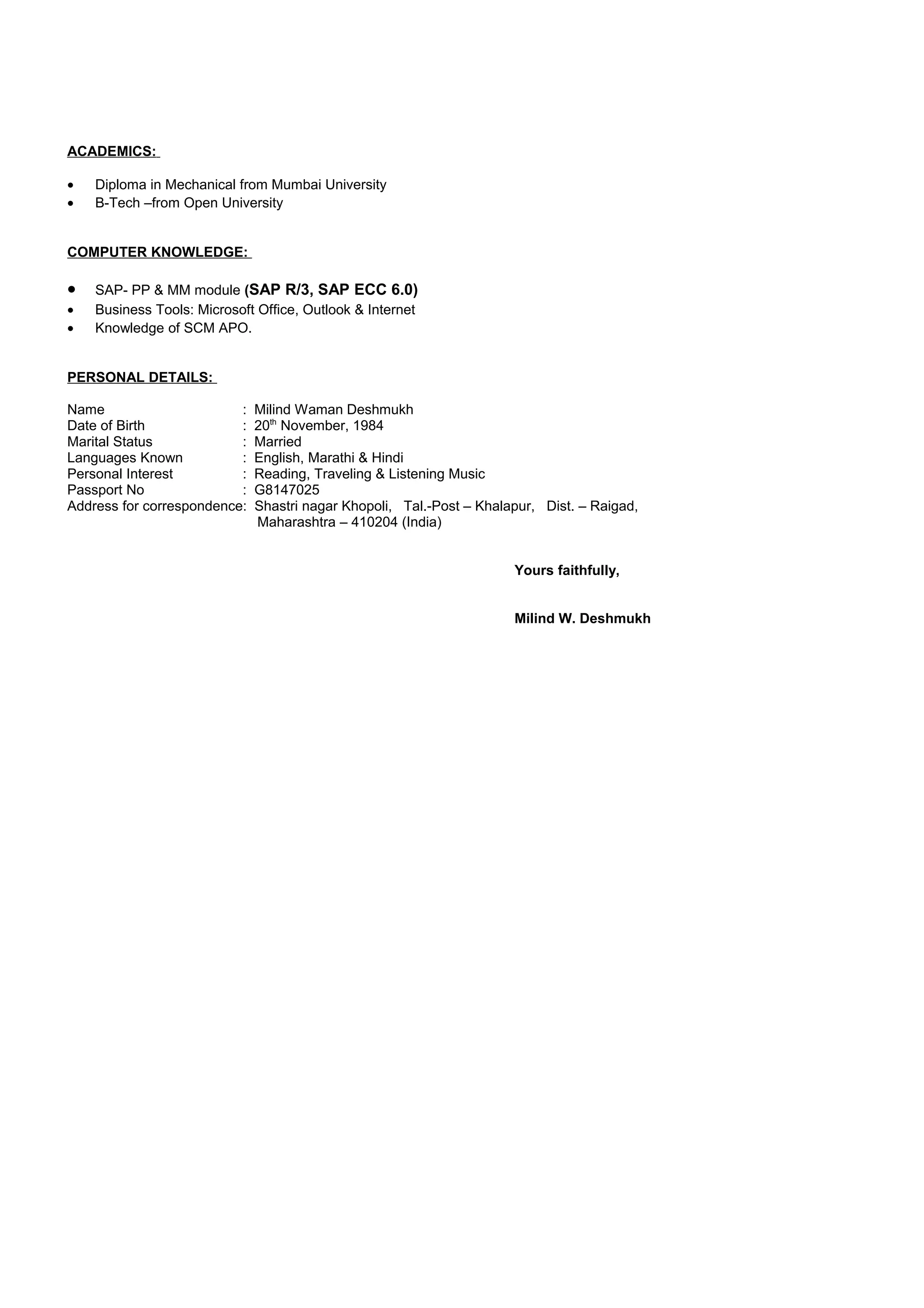 CV_Milind Deshmukh_84 | DOC