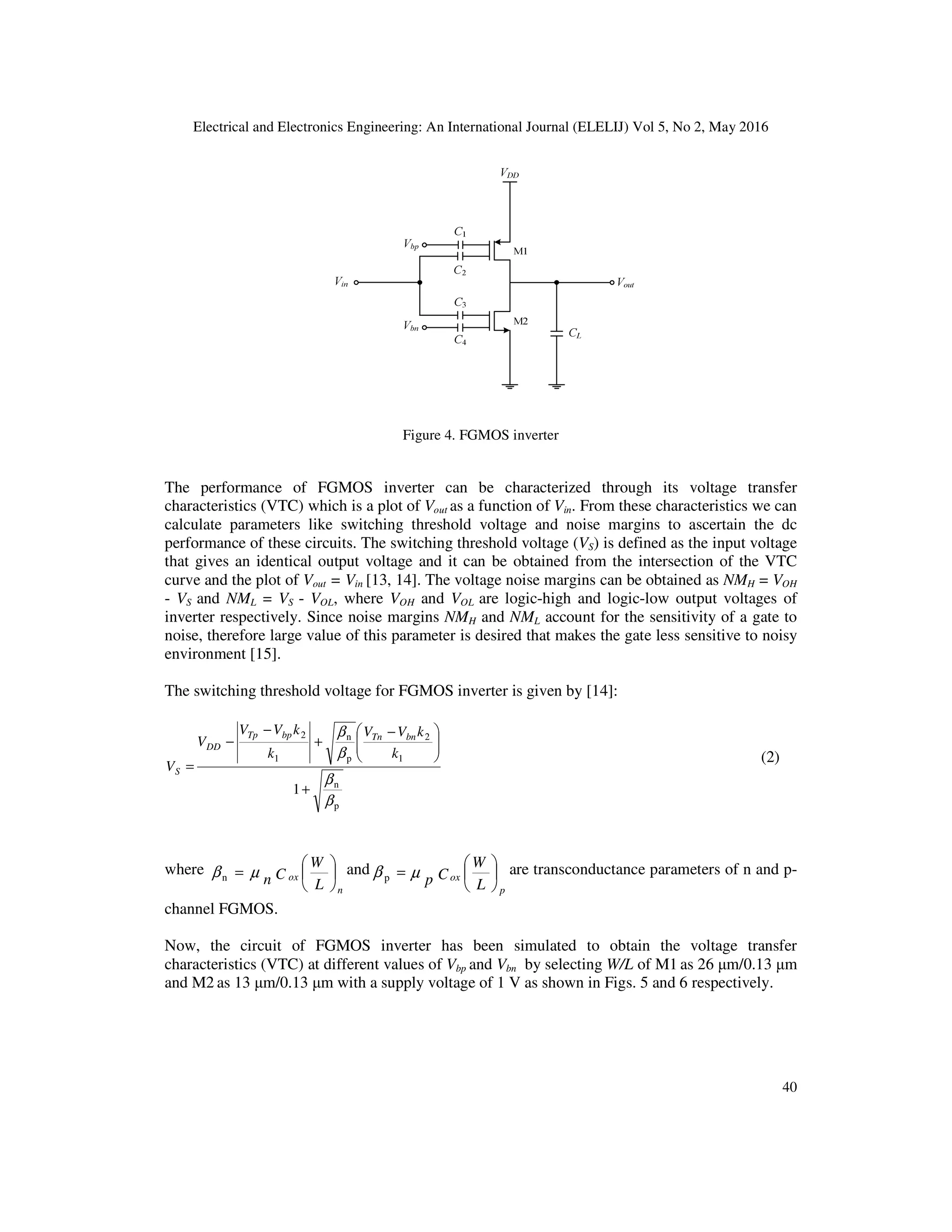 APPLICATIONS OF FLOATING-GATE MOSFET IN THE DESIGN OF INVERTER AND RING ...