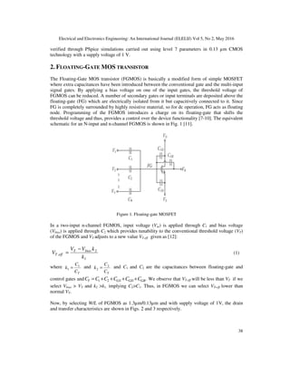 APPLICATIONS OF FLOATING-GATE MOSFET IN THE DESIGN OF INVERTER AND RING OSCILLATOR | PDF
