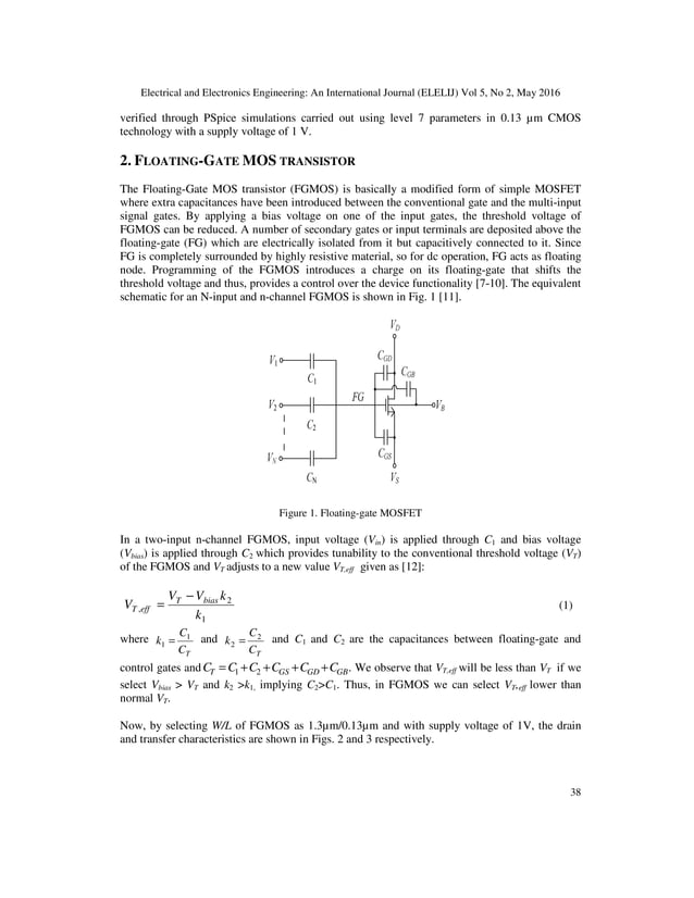 APPLICATIONS OF FLOATING-GATE MOSFET IN THE DESIGN OF INVERTER AND RING ...