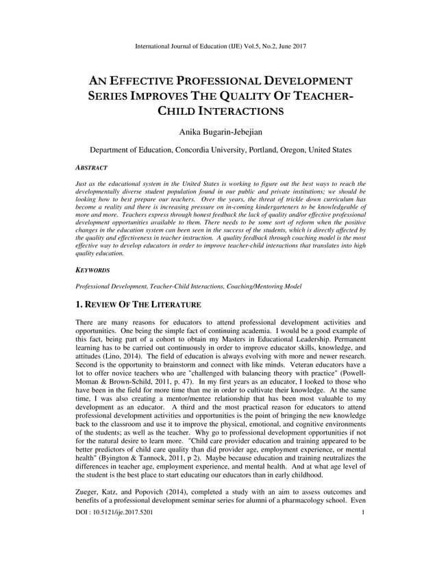 AN EFFECTIVE PROFESSIONAL DEVELOPMENT SERIES IMPROVES THE QUALITY OF ...