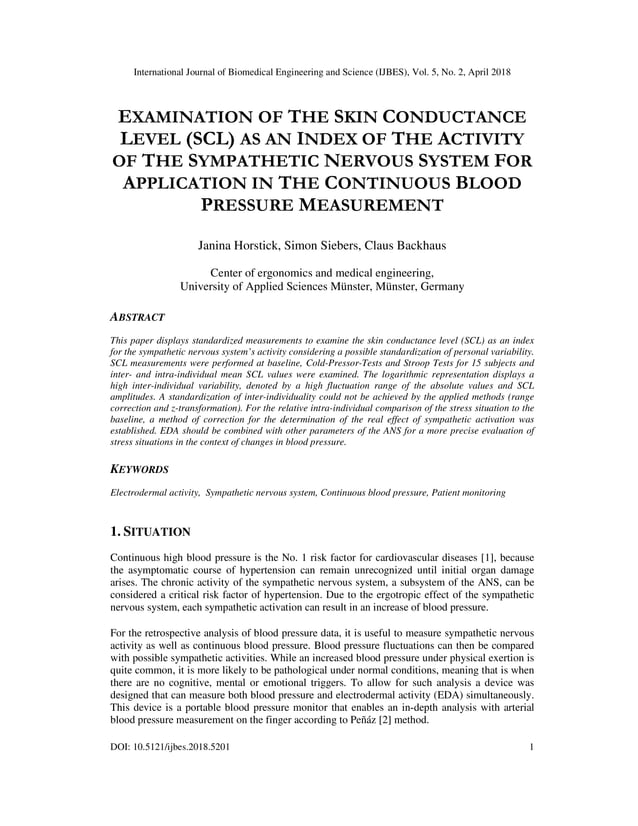 EXAMINATION OF THE SKIN CONDUCTANCE LEVEL (SCL) AS AN INDEX OF THE ...