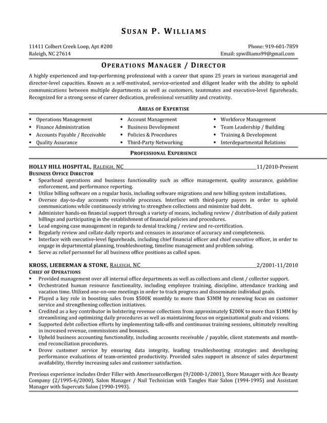 susanpwilliamsresume | DOC | Human Resources | Business