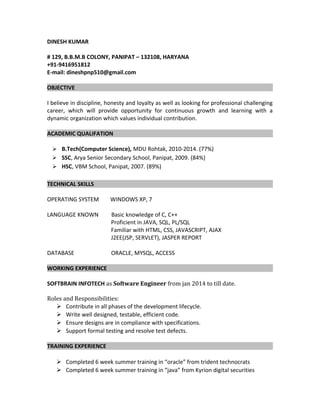 resumedinesh | DOC
