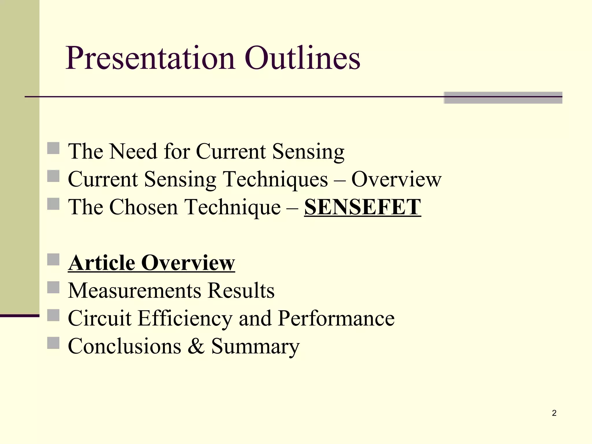 Presentation_ON-CHIP CURRENT SENSING TECHNIQUE FOR CMOS MONOLITHIC ...