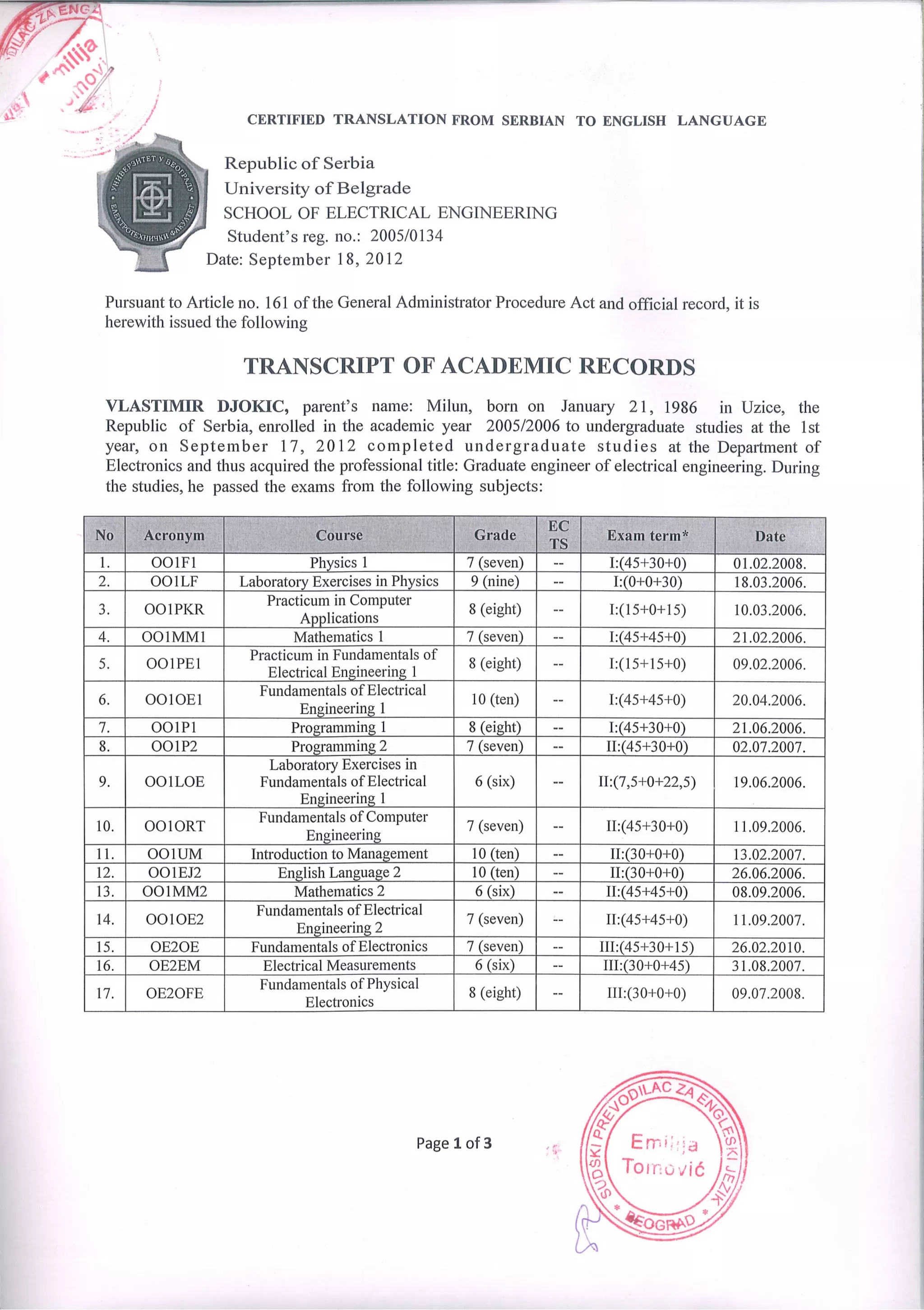 Transcript of academic records and certificate | PDF