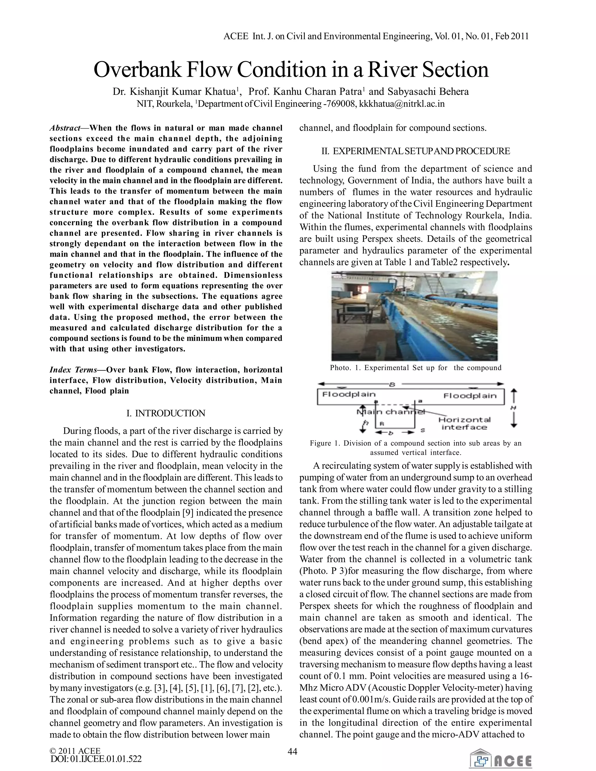 Overbank Flow Condition in a River Section | PDF