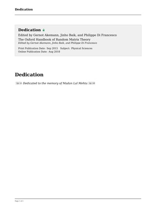 The Oxford Handbook Of Random Matrix Theory Online Version Gernot ...