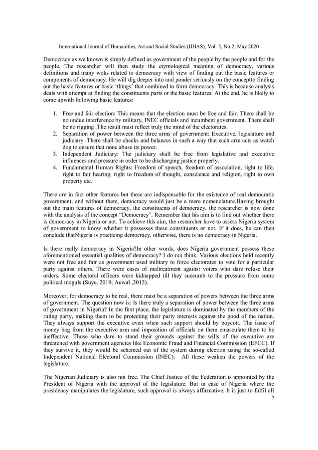 UNDERSTANDING PHILOSOPHICAL ANALYSIS USING NIGERIAN DEMOCRACY AS A CASE STUDY | PDF