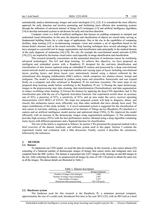 Embedded artificial intelligence system using deep learning and raspberrypi for the detection ...