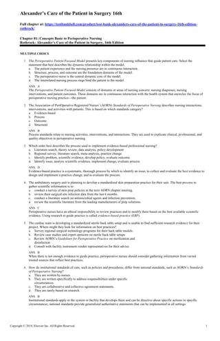 Test bank Alexander’s Care of the Patient in Surgery 16th Edition ...