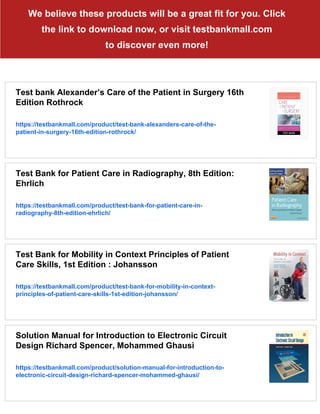 Test bank Alexander’s Care of the Patient in Surgery 16th Edition ...