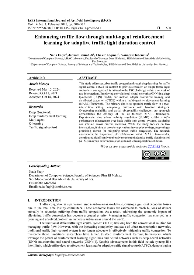 Enhancing traffic flow through multi-agent reinforcement learning for ...
