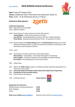 Nuffield Ireland Conference 2015 | PDF | Agriculture | Industries