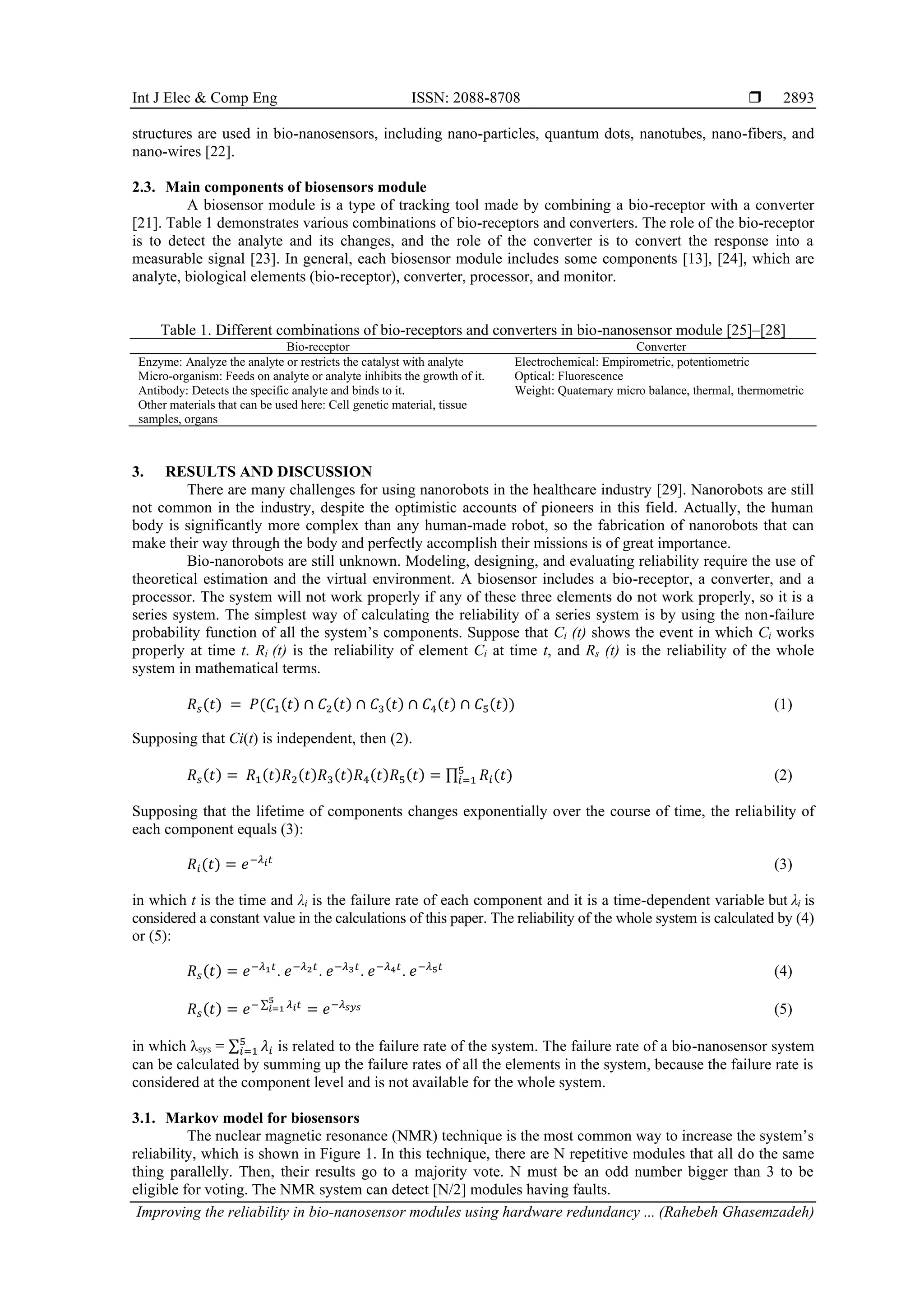 Improving the reliability in bio-nanosensor modules using hardware ...