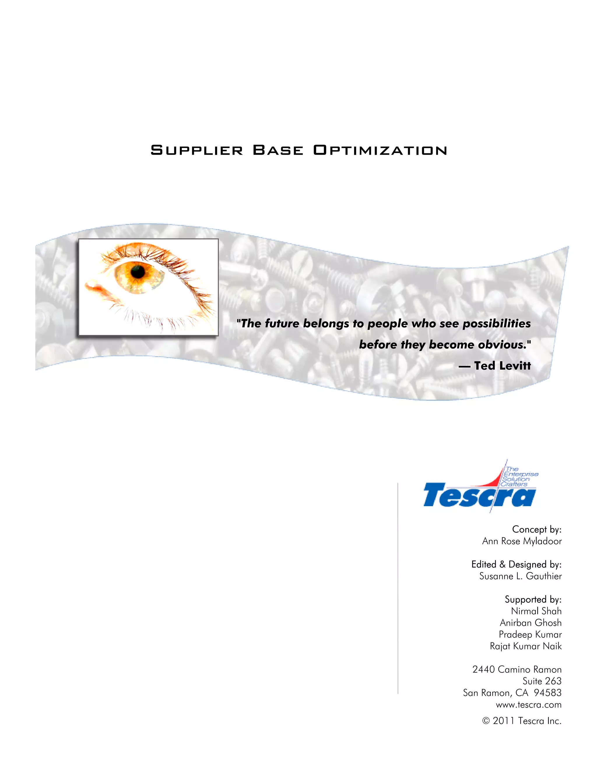 Supplier Base Optimization White Paper | PDF | Manufacturing Industry ...