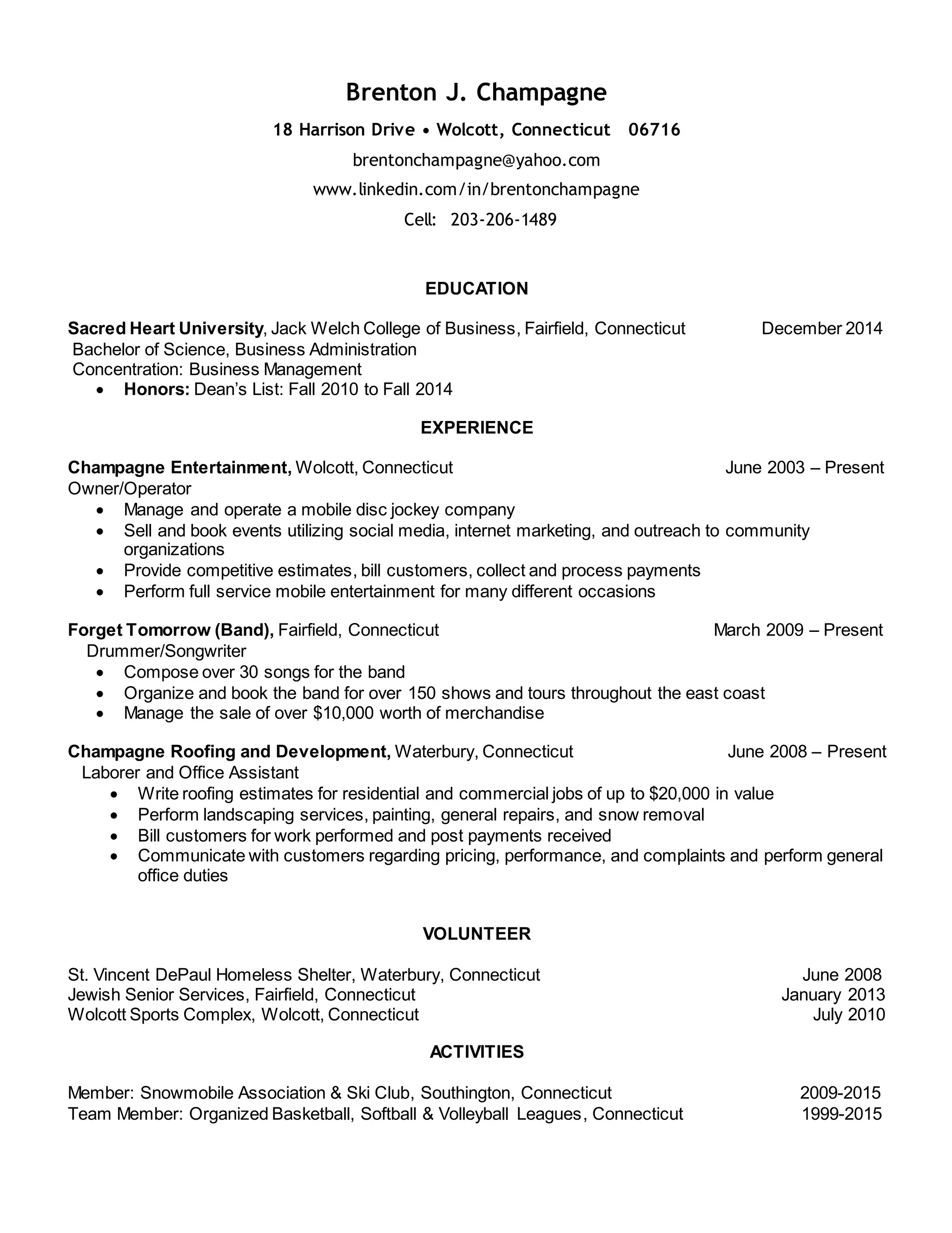 Champagne Resume - LinkedIn | DOCX