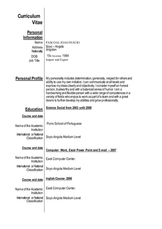 CV Sample | DOCX