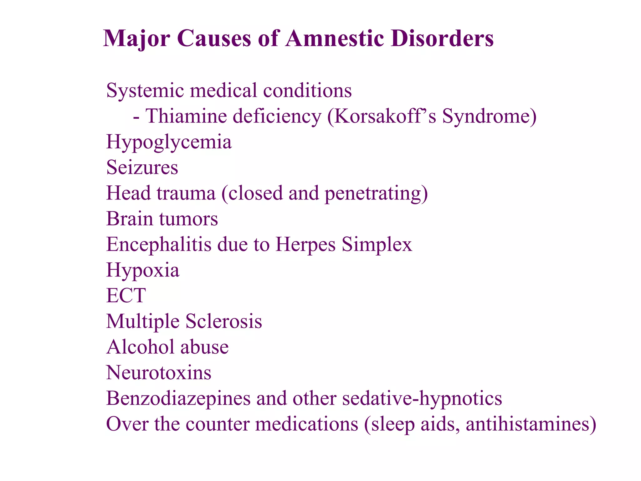 Delirium, Dementia, and Amnestic Disorders | PPT